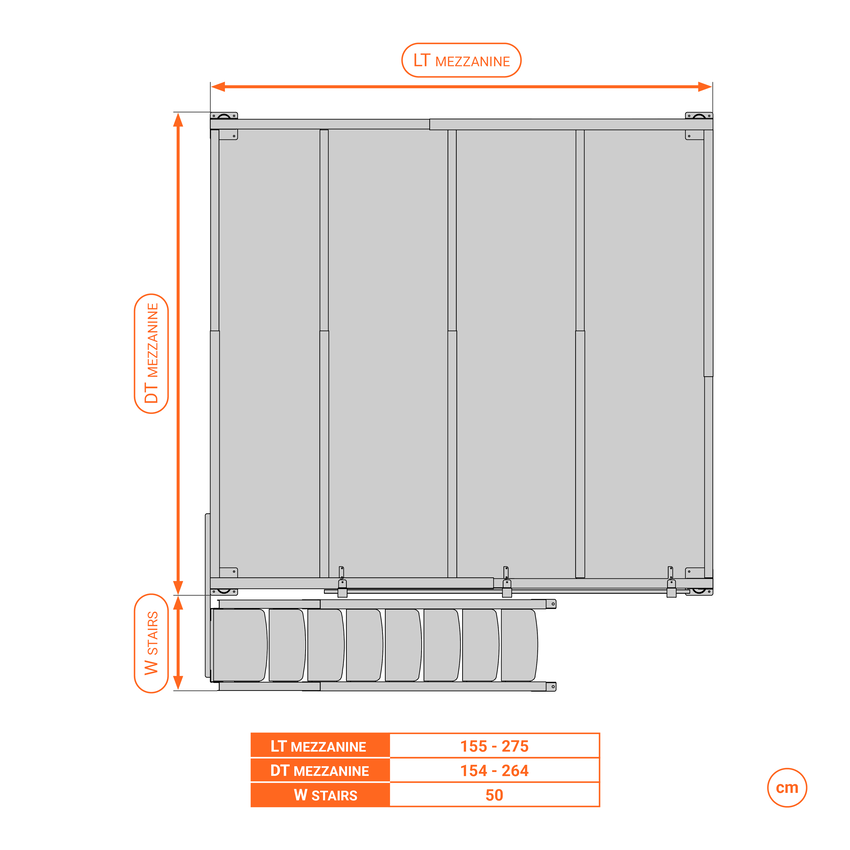 Loft bed with lateral stairs TS 8 | TECROSTAR