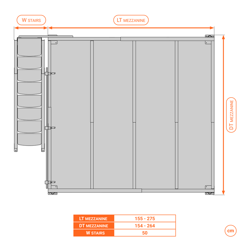 Loft bed with lateral stairs TS 8 | TECROSTAR